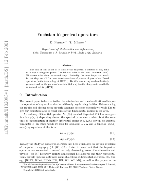 (PDF) Fuchsian bispectral operators