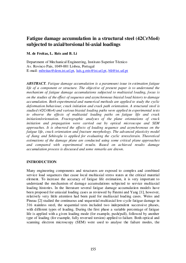 (PDF) Fatigue damage accumulation in a structural steel (42CrMo4 ...