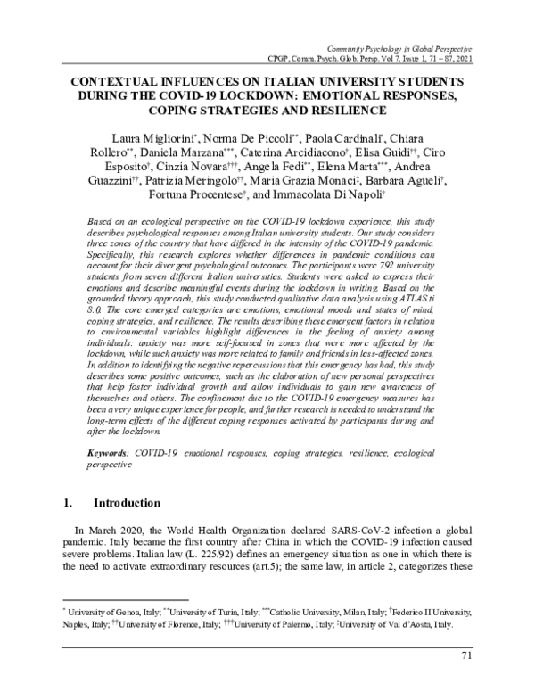 (PDF) Contextual influences on Italian university students during the COVID-19 lockdown ...