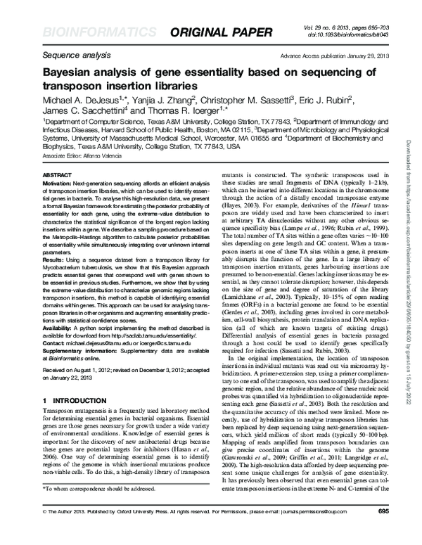 (PDF) Bayesian analysis of gene essentiality based on sequencing of ...