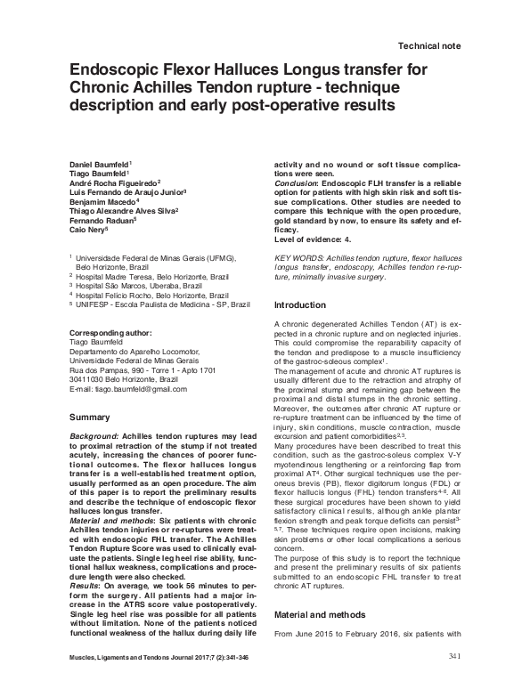 (PDF) Endoscopic Flexor Halluces Longus transfer for Chronic Achilles ...