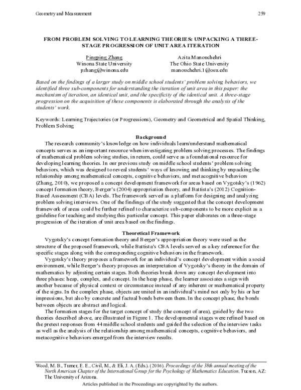 (PDF) From Problem Solving to Learning Theories: Unpacking a Three-Stage Progression of Unit ...