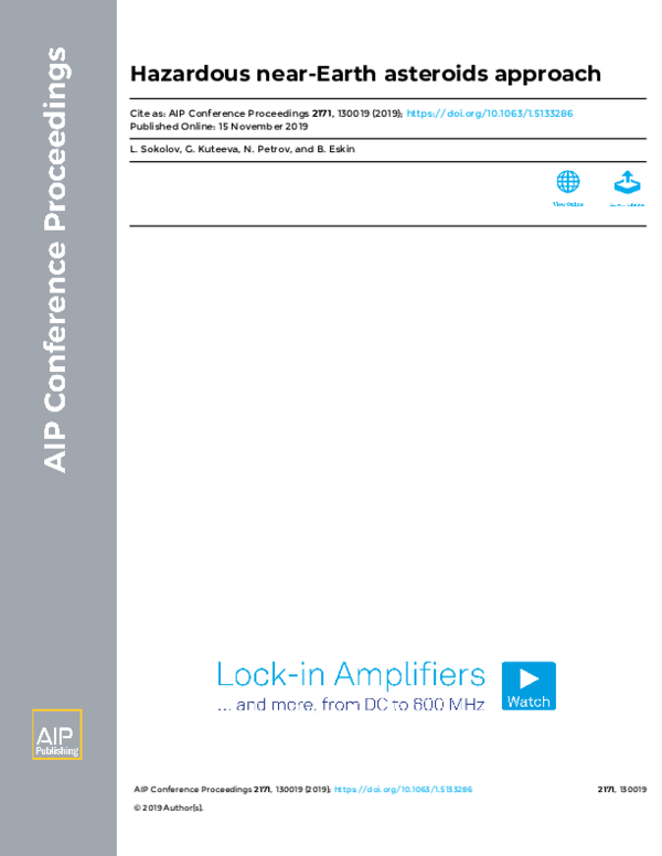 (PDF) Hazardous near-Earth asteroids approach