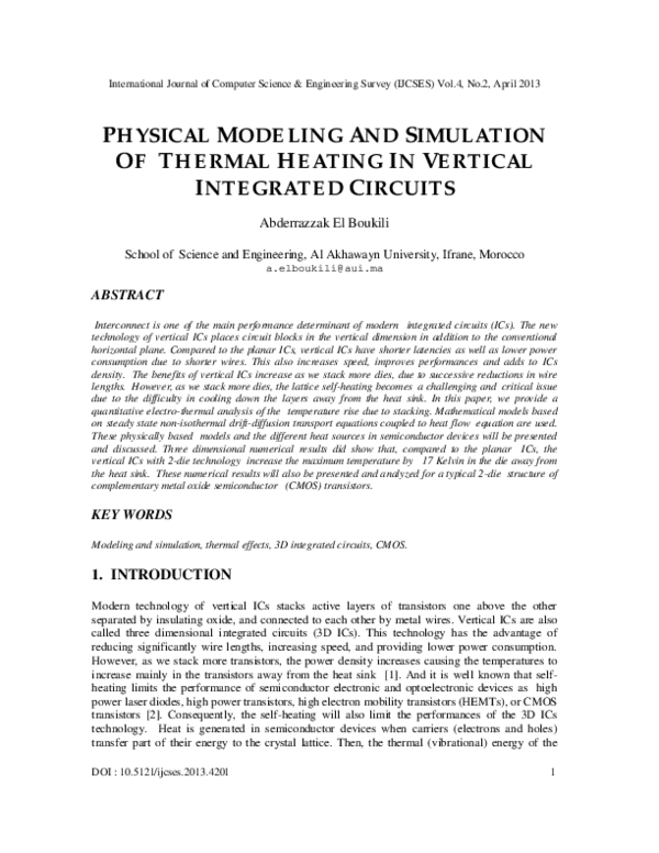 (PDF) Physical Modeling and Simulation of Thermal Heating in Vertical Integrated Circuits