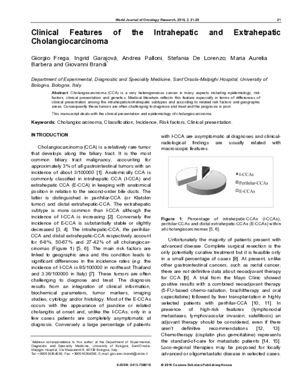 (PDF) Clinical Features of the Intrahepatic and Extrahepatic Cholangiocarcinoma