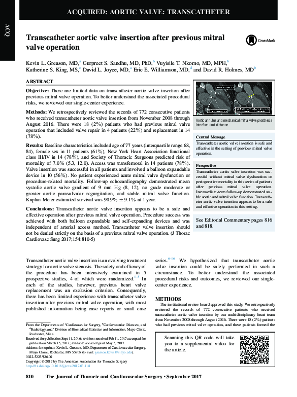 (PDF) Transcatheter aortic valve insertion after previous mitral valve ...