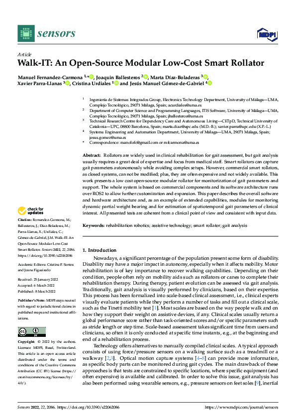(PDF) Walk-IT: An Open-Source Modular Low-Cost Smart Rollator
