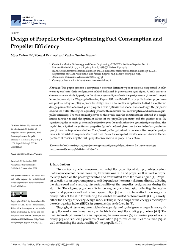 (PDF) Design of Propeller Series Optimizing Fuel Consumption and ...