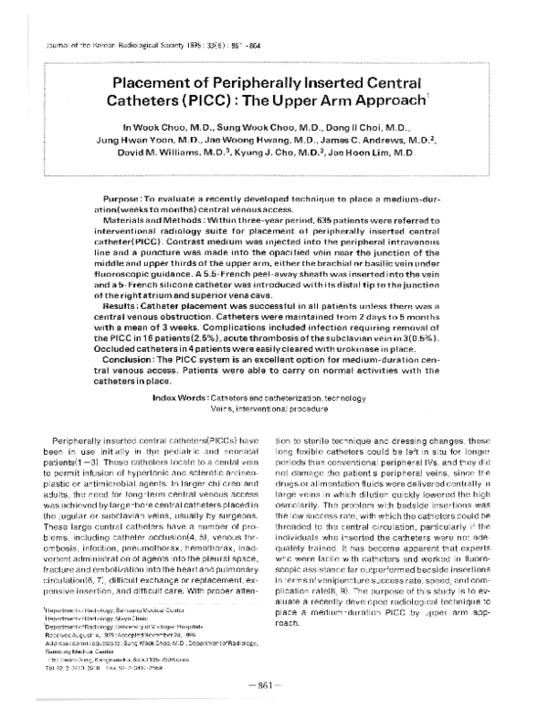 (PDF) Placement of peripherally inserted central catheters in children ...