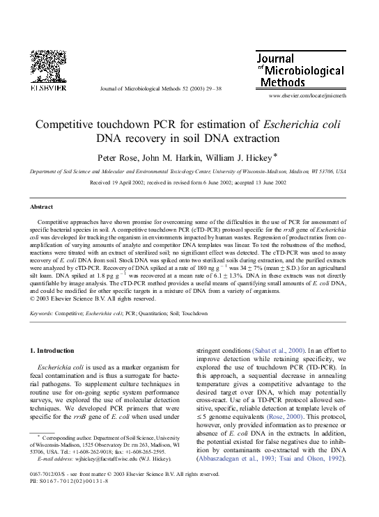 (PDF) Competitive touchdown PCR for estimation of Escherichia coli DNA ...