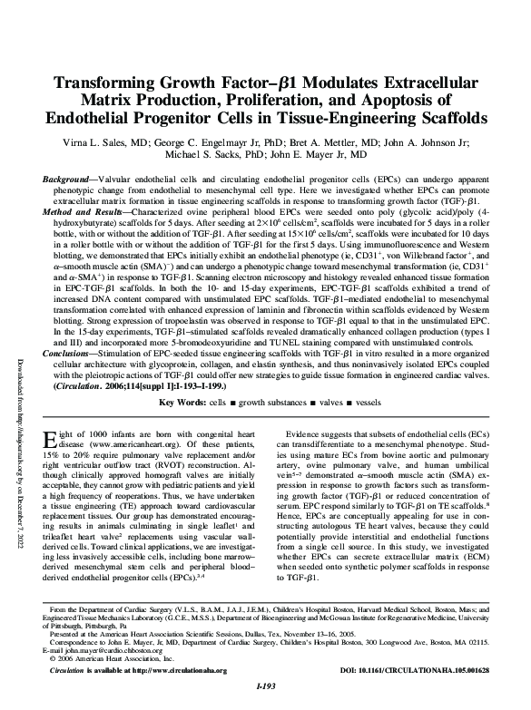 (PDF) Transforming Growth Factor-β1 Modulates Extracellular Matrix ...