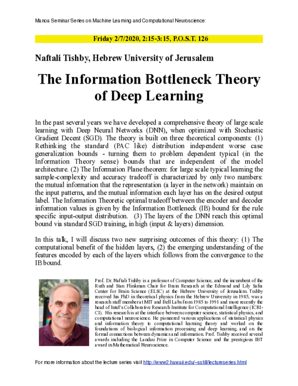Pdf On The Information Bottleneck Theory Of Deep Learning