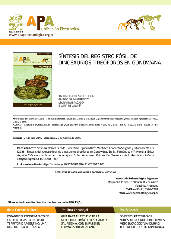 (PDF) fossil record of thyreophoran dinosaurs in Gondwana: a synthesis ...
