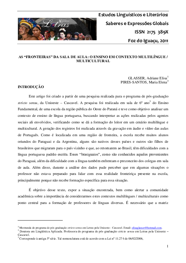 (PDF) AS FRONTEIRAS DA SALA DE AULA: O ENSINO EM CONTEXTO MULTILÍNGUE ...