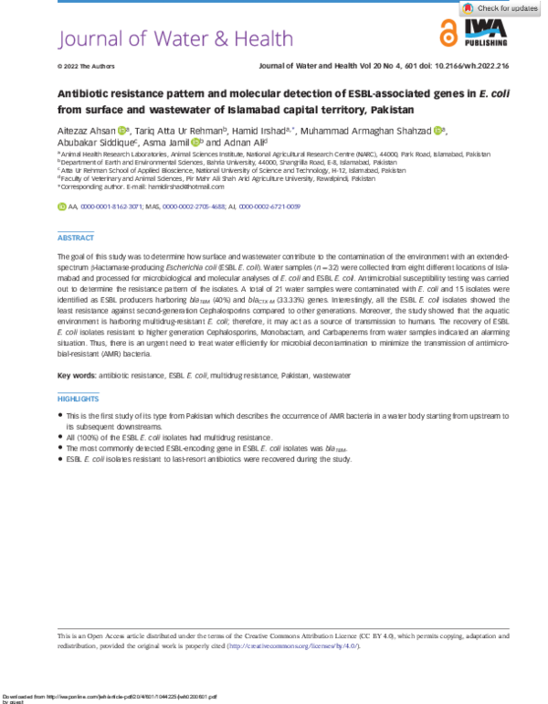 (PDF) Antibiotic resistance pattern and molecular detection of ESBL ...