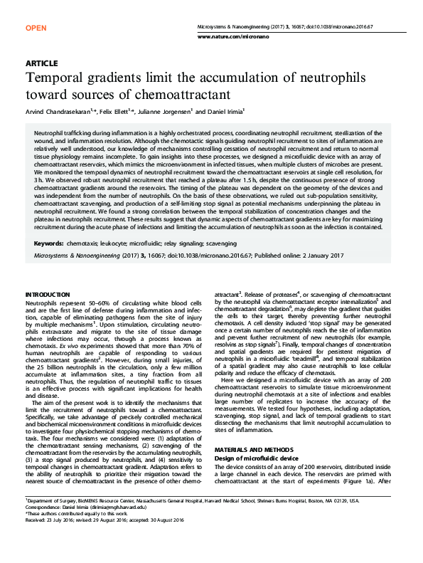 (PDF) Temporal gradients limit the accumulation of neutrophils toward ...
