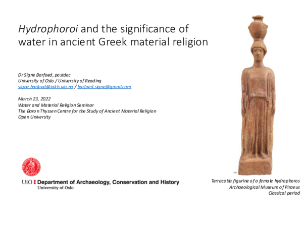 (PDF) Hydrophoroi and the significance of water in ancient Greek ...