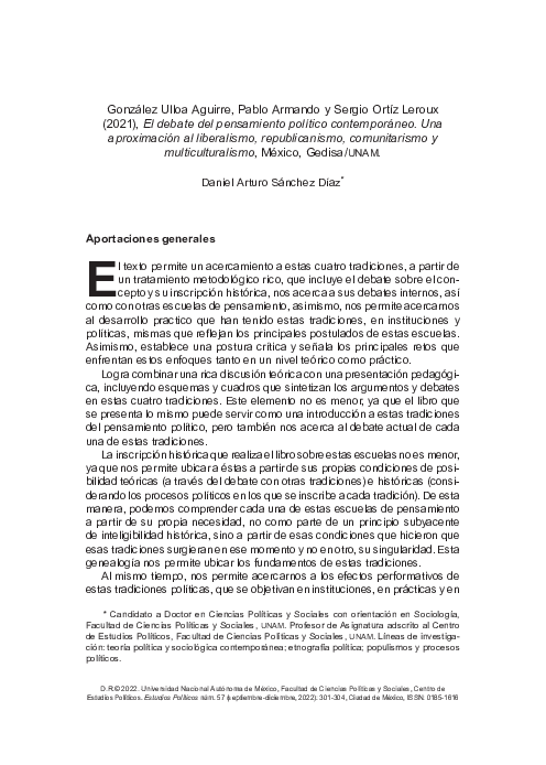 (PDF) González Ulloa Aguirre, Pablo Armando y Sergio Ortíz Leroux (2021), El debate del ...