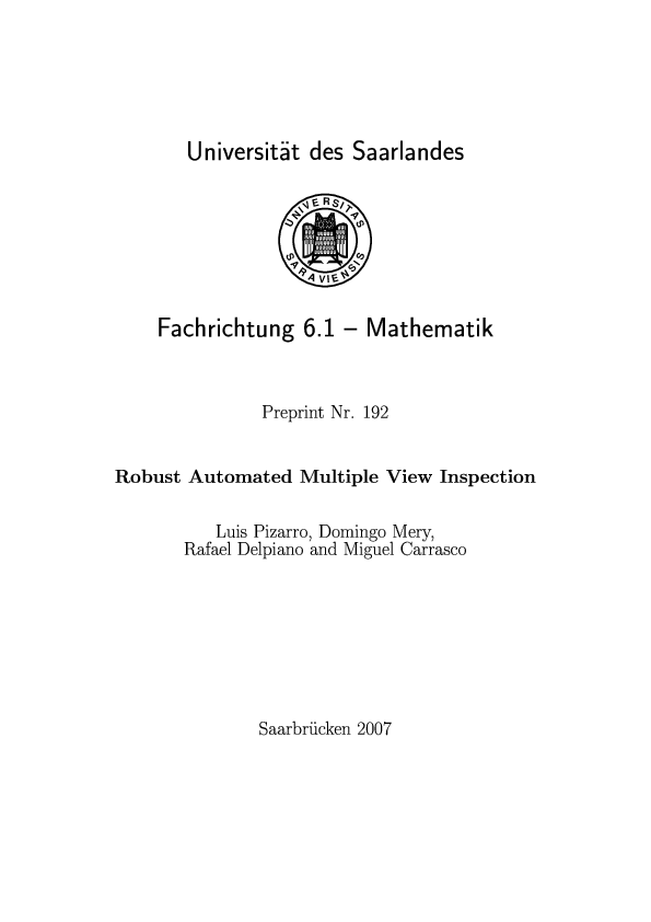 (PDF) Robust automated multiple view inspection | Luis Antonio Pizarro - Academia.edu