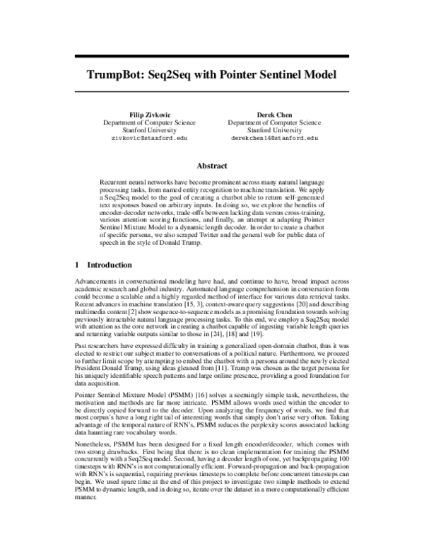 (PDF) TrumpBot: Seq2Seq with Pointer Sentinel Model