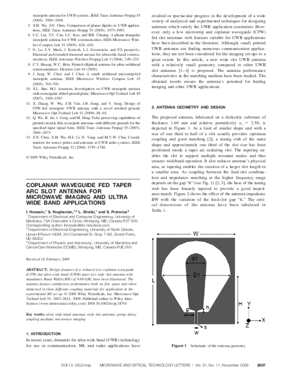 (PDF) Coplanar waveguide fed taper arc slot antenna for microwave ...