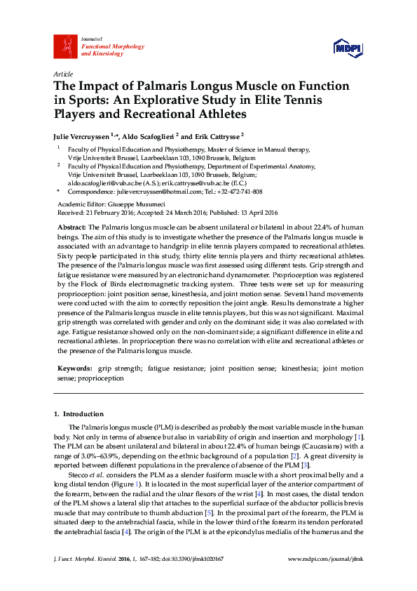 (PDF) The Impact of Palmaris Longus Muscle on Function in Sports: An ...