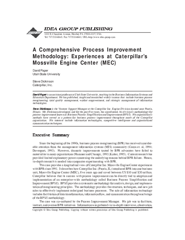 (PDF) A Comprehensive Process Improvement Methodology