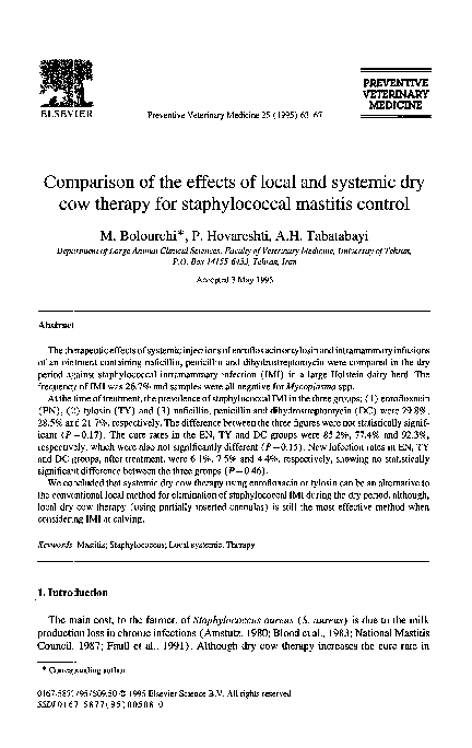 (PDF) Comparison of the effects of local and systemic dry cow therapy ...