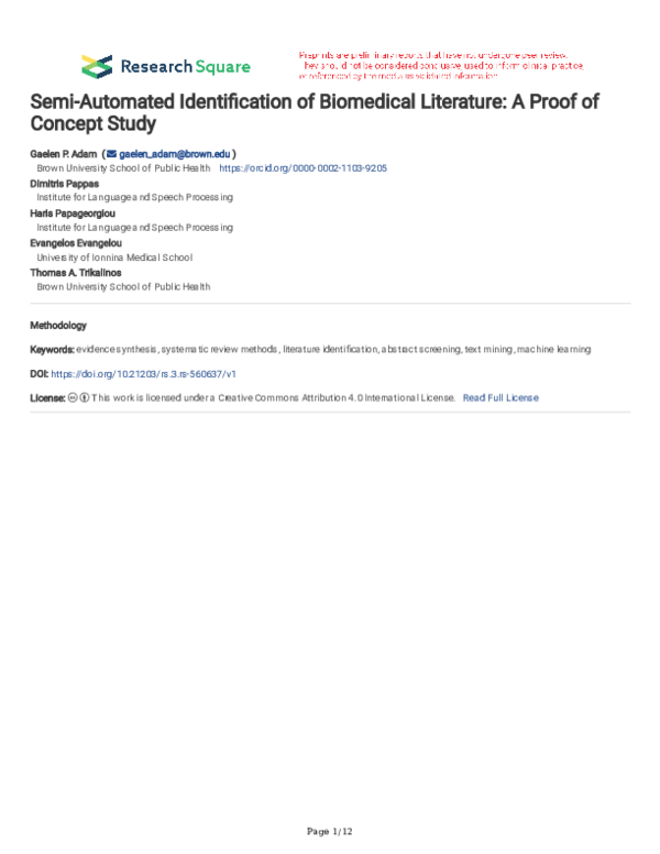 (PDF) Semi-Automated Identification of Biomedical Literature: A Proof ...