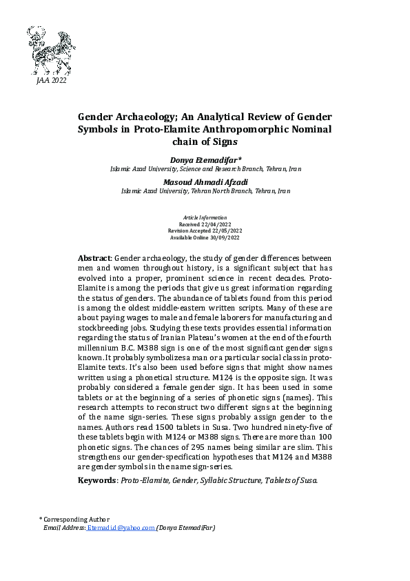 (PDF) Gender Archaeology; An Analytical Review of Gender Symbols in ...