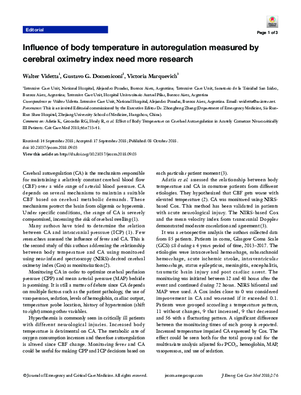 (PDF) Influence of body temperature in autoregulation measured by ...