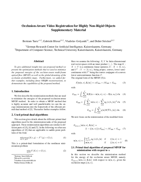 (PDF) Occlusion-aware video registration for highly non-rigid objects