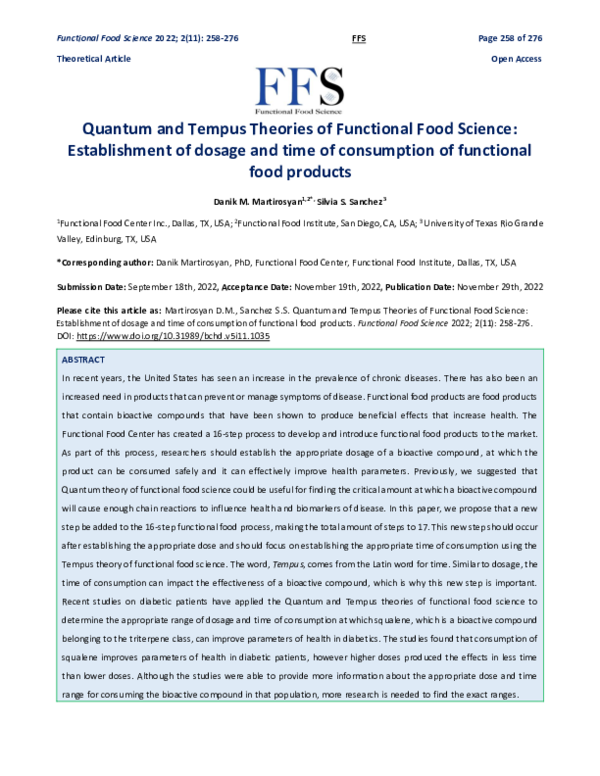 (PDF) Quantum and Tempus Theories of Functional Food Science ...