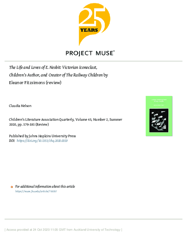 (PDF) The Life and Loves of E. Nesbit: Victorian Iconoclast, Children's ...