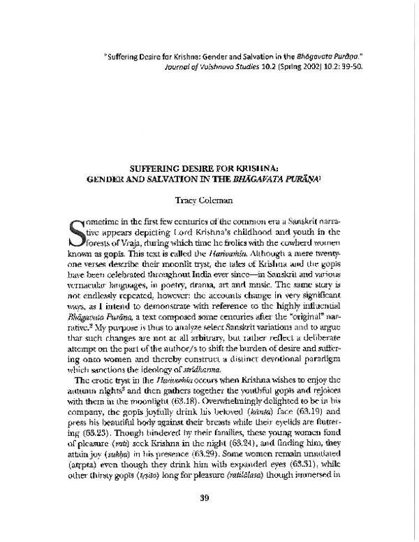 (PDF) Suffering Desire for Krishna: Gender and Salvation in the ...