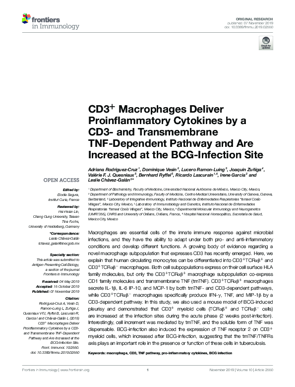 (PDF) CD3+ Macrophages Deliver Proinflammatory Cytokines by a CD3- and Transmembrane TNF ...