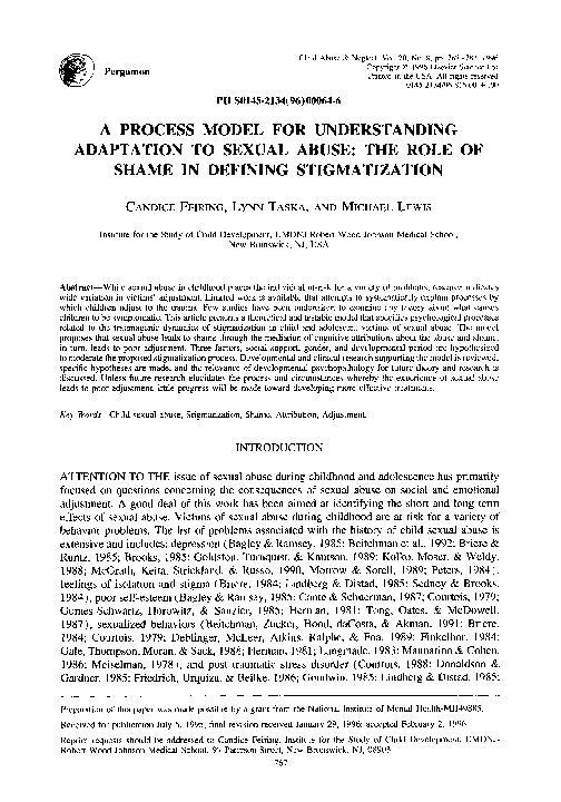 (PDF) A process model for understanding adaptation to sexual abuse: The role of shame in ...