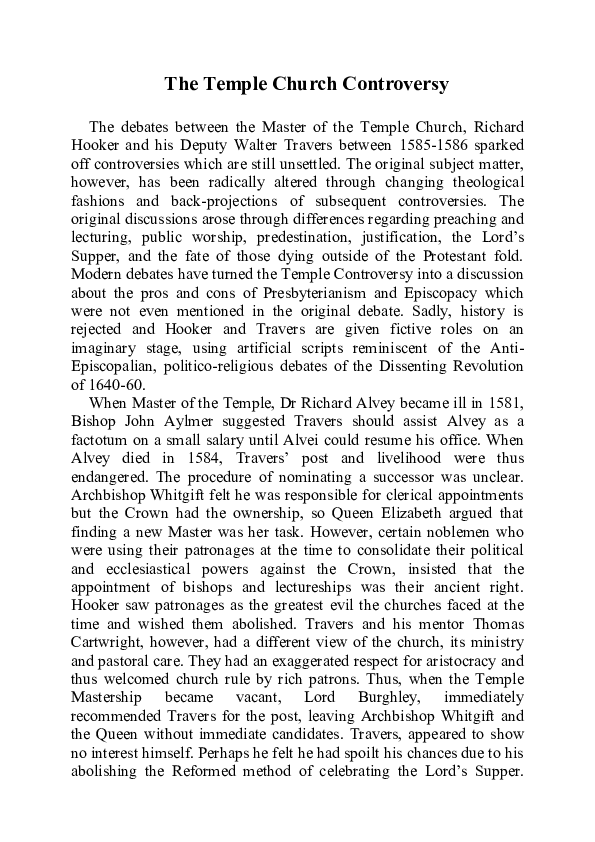 (DOC) The Temple Church Controversy | George Ella - Academia.edu