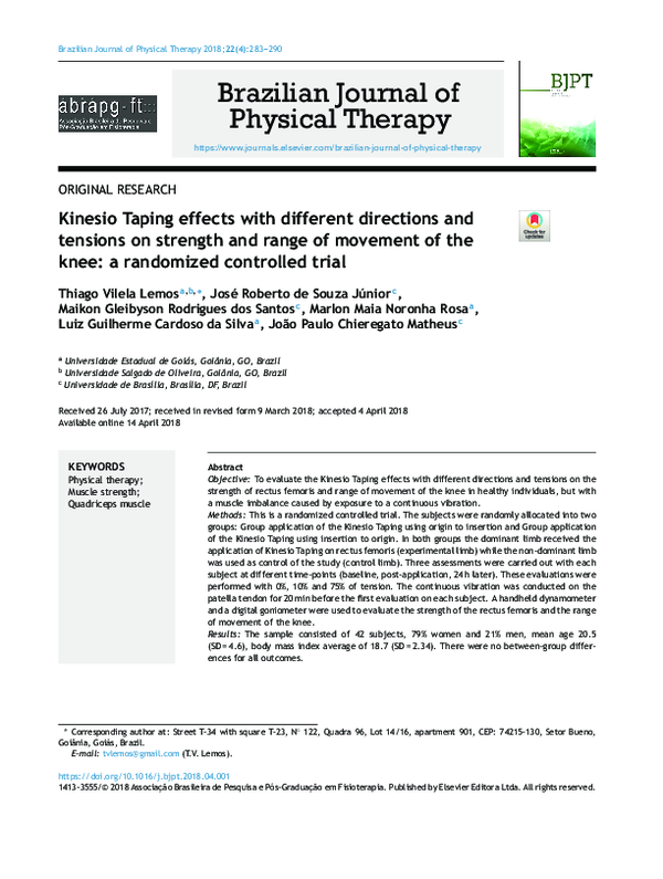 Pdf Kinesio Taping Effects With Different Directions And Tensions On