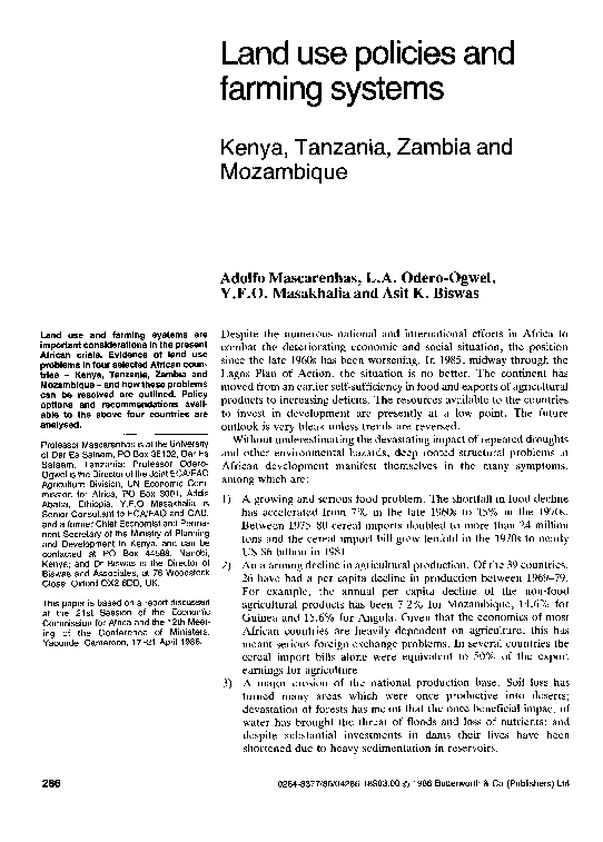 (PDF) Land use policies and farming systems