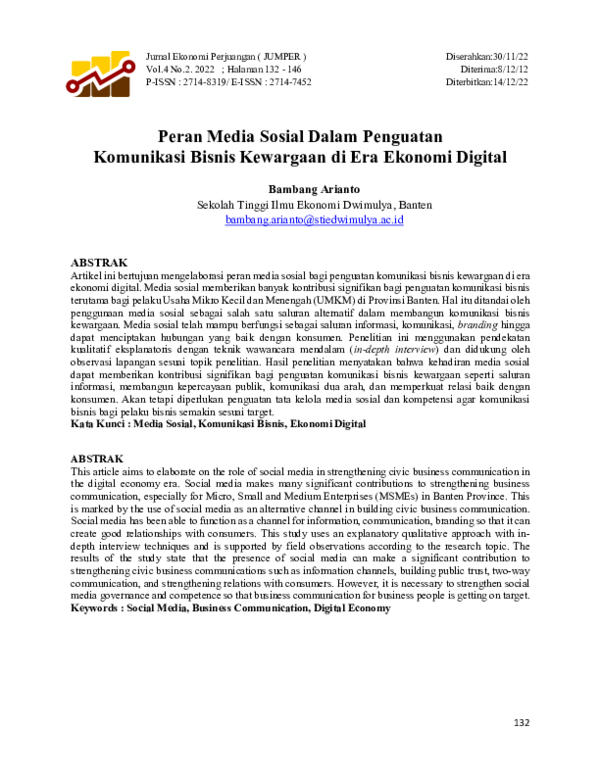 (PDF) Peran Media Sosial Dalam Penguatan Komunikasi Bisnis Kewargaan di Era Ekonomi Digital
