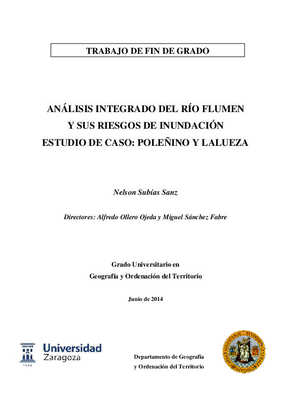 (PDF) Análisis integrado del río Flumen y sus riesgos de inundación ...