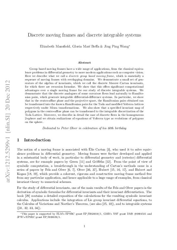 (PDF) Discrete Moving Frames and Discrete Integrable Systems