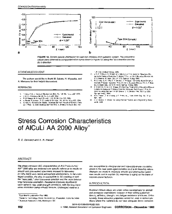 (PDF) Stress Corrosion Characteristics of AlCuLi AA 2090 Alloy