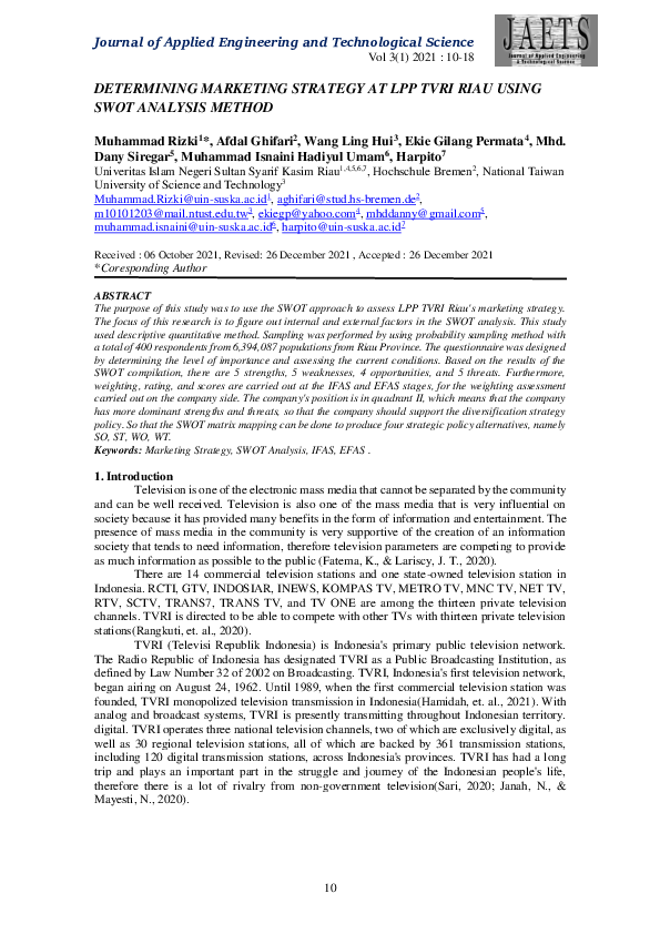 pdf-determining-marketing-strategy-at-lpp-tvri-riau-using-swot