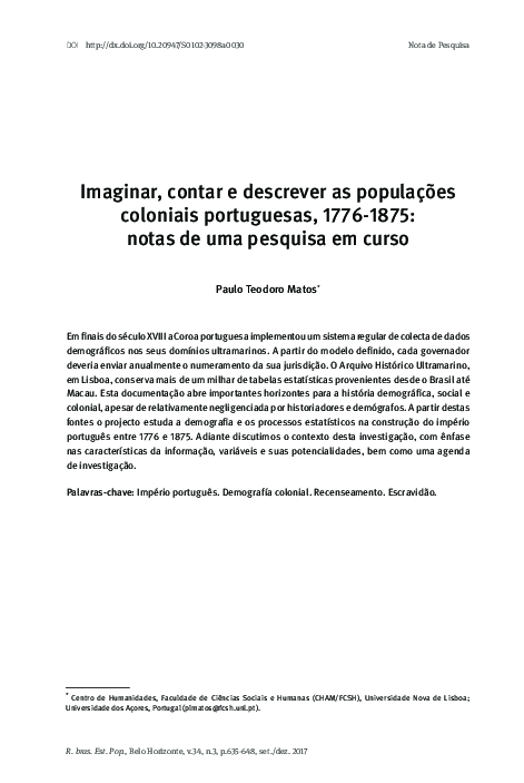 (PDF) Imaginar, contar e descrever as populações coloniais portuguesas ...
