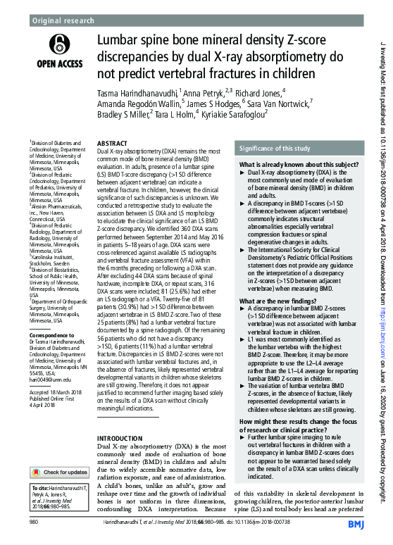 (PDF) Lumbar spine bone mineral density Z-score discrepancies by dual X ...