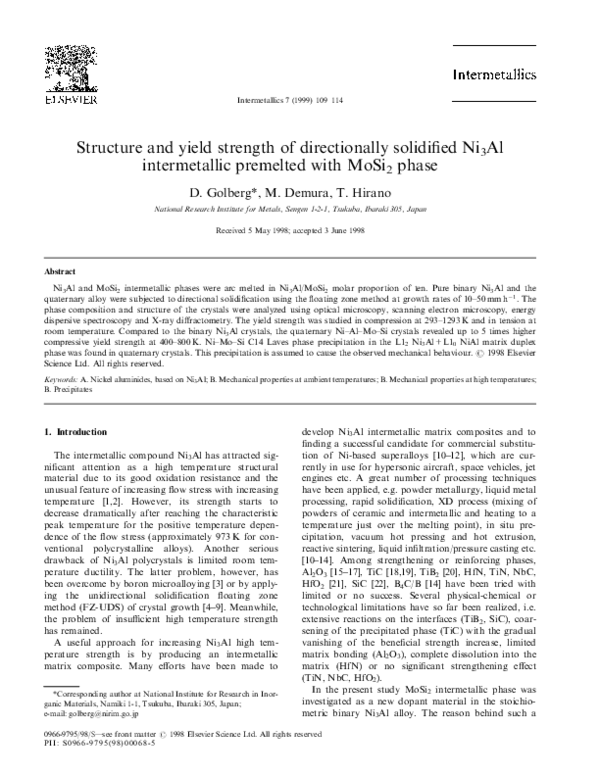 (PDF) Structure and yield strength of directionally solidified Ni3Al ...