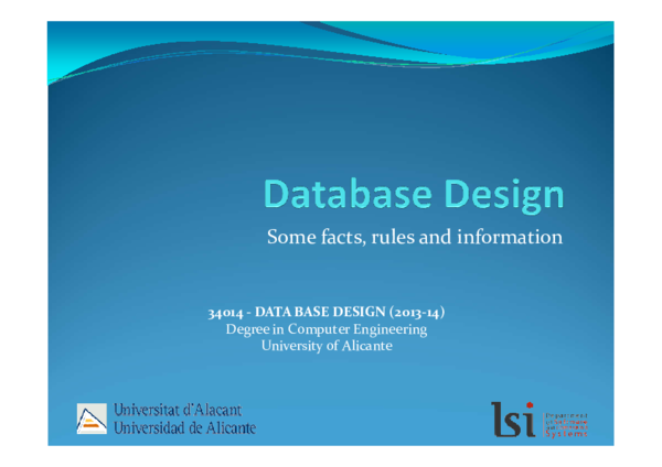 (PDF) Database Design teaching materials (theory+ lab) for the course 2013-2014