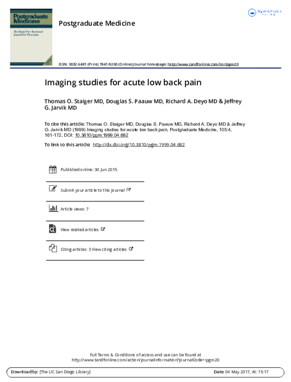 (PDF) Imaging studies for acute low back pain